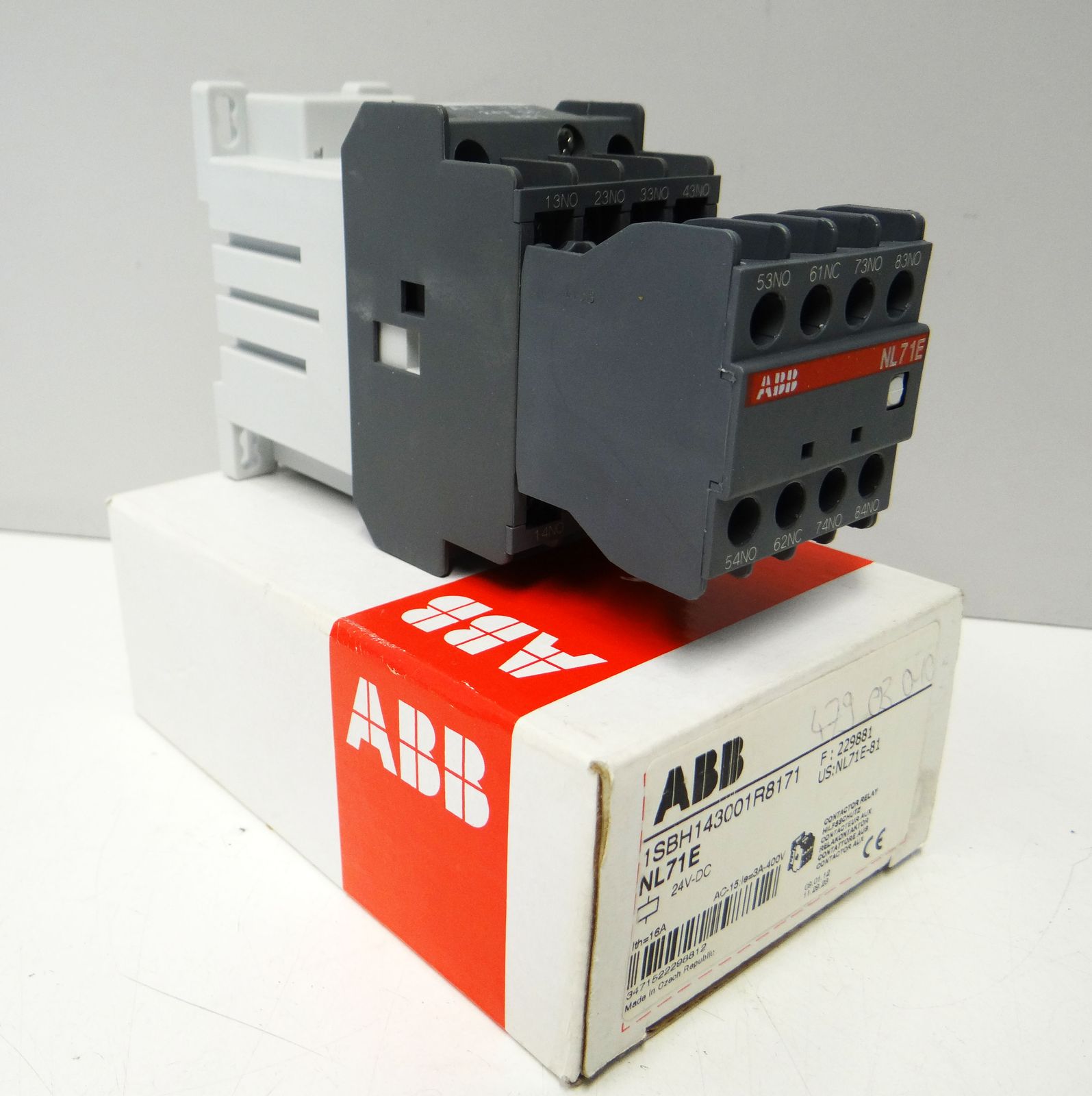 ABB NL71E 1SBH143001R8171 Hilfsschütz Contactor Relay 24V-DC -unused ...