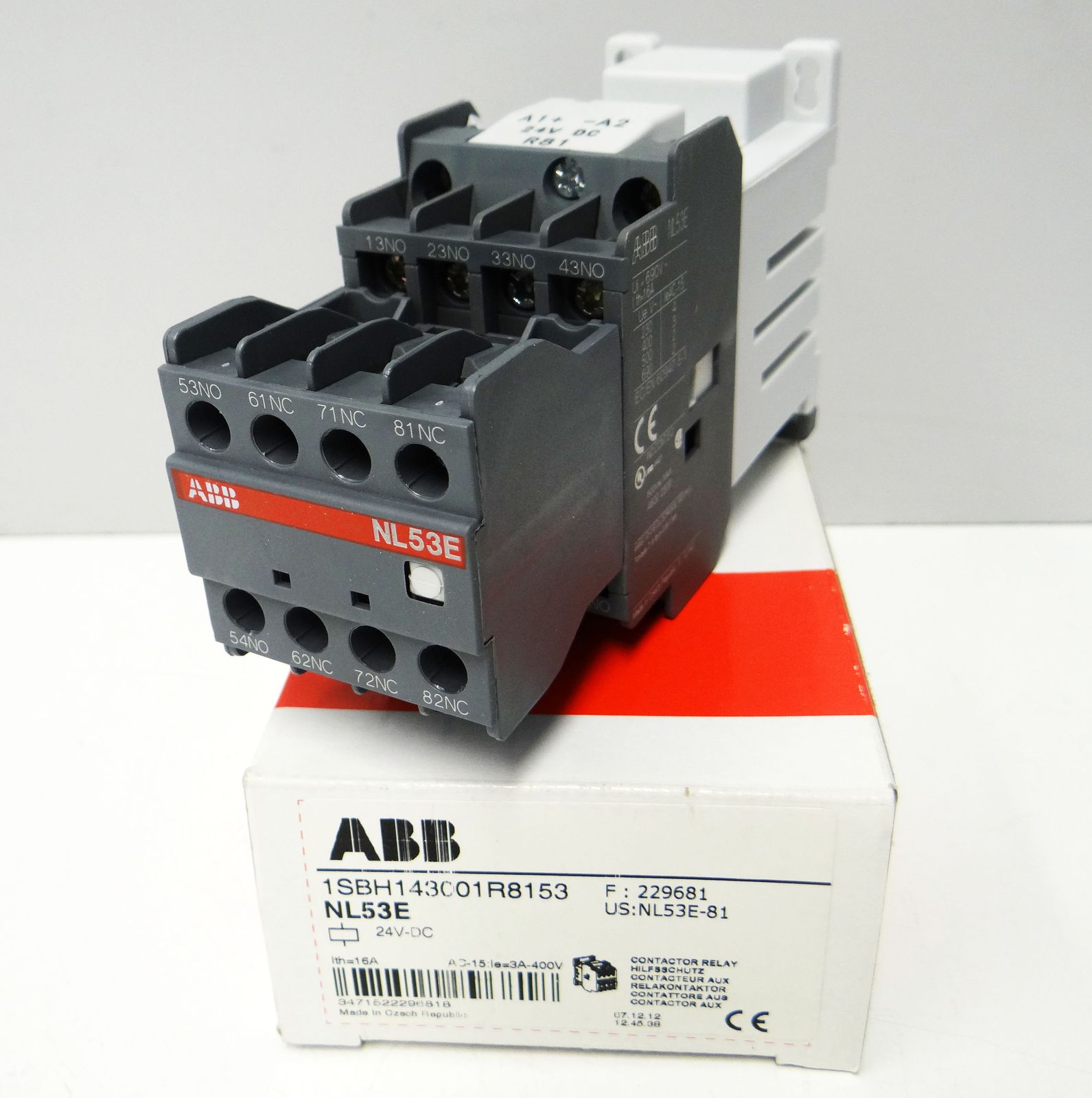 ABB NL53E 1SBH143001R8153 Hilfsschütz Contactor Relay 24V-DC -unused/OVP- | Maaslos-Guenstig.de