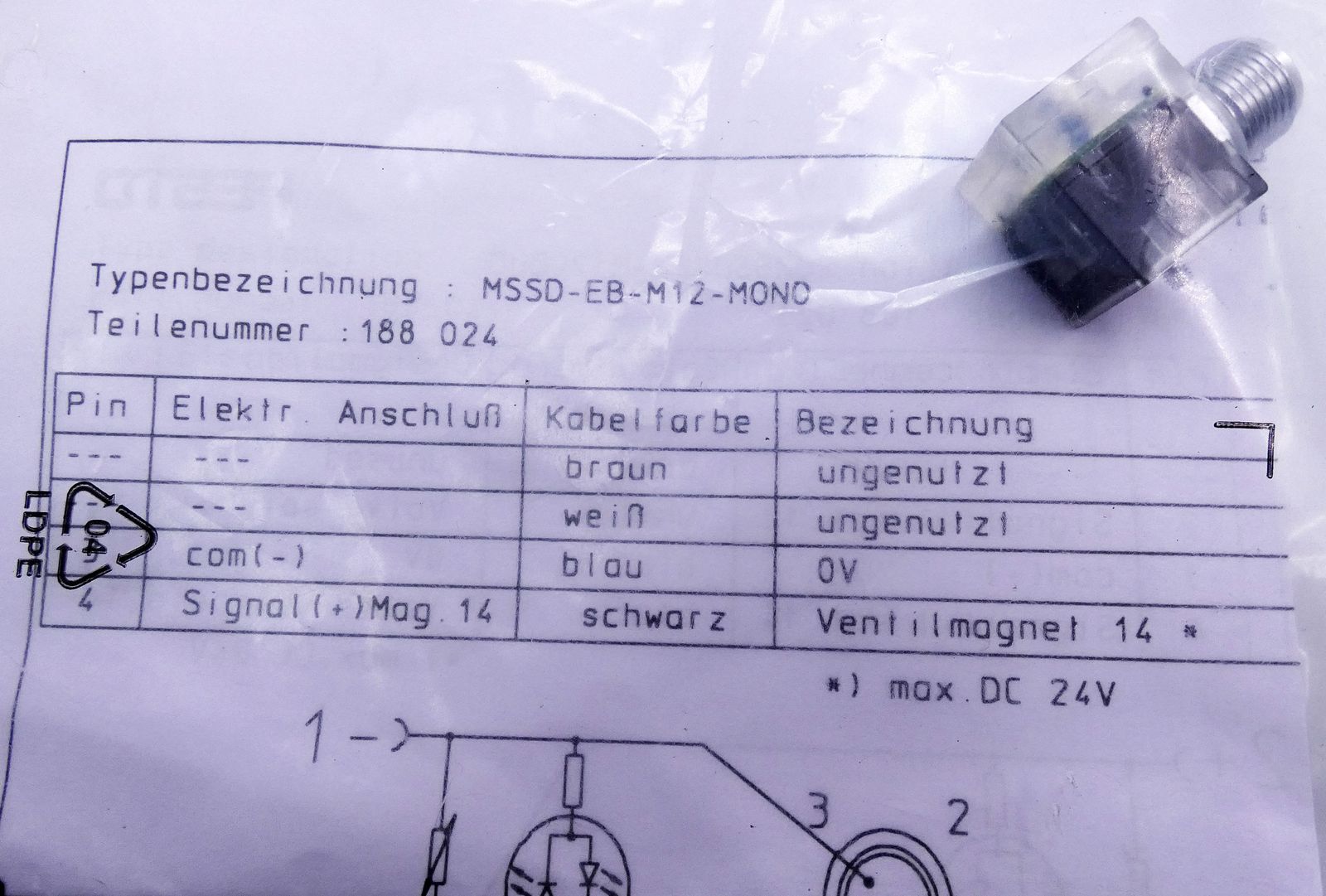 Festo MSSD-EB-M12-MONO 188024 Steckdose-sealed-