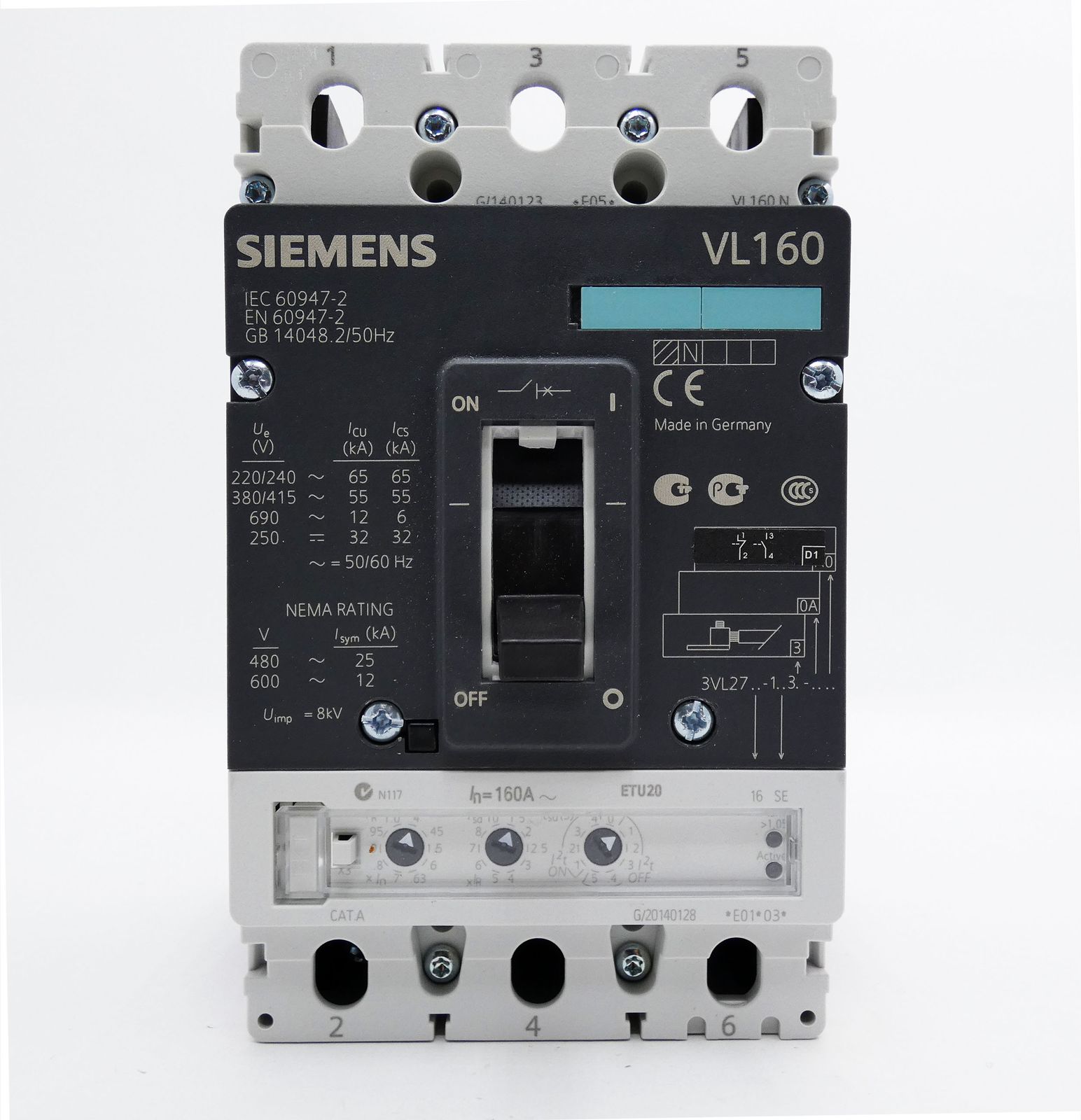 Siemens VL160 3VL2716-1SE33-0AD1 3VL2 716-1SE33-0AD1 E: 01 160A 55kA ...