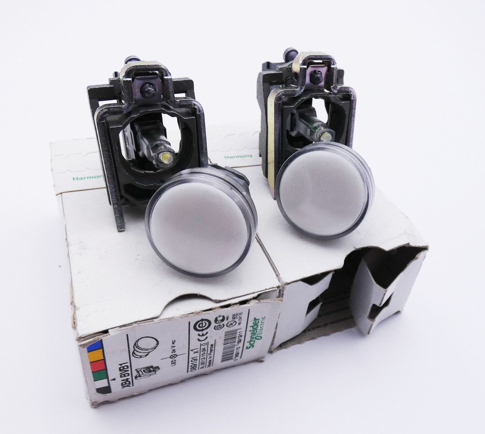 2x Schneider Electric XB4 BVB1 24V AC/DC Leuchtmelder weiß -unused/OVP ...