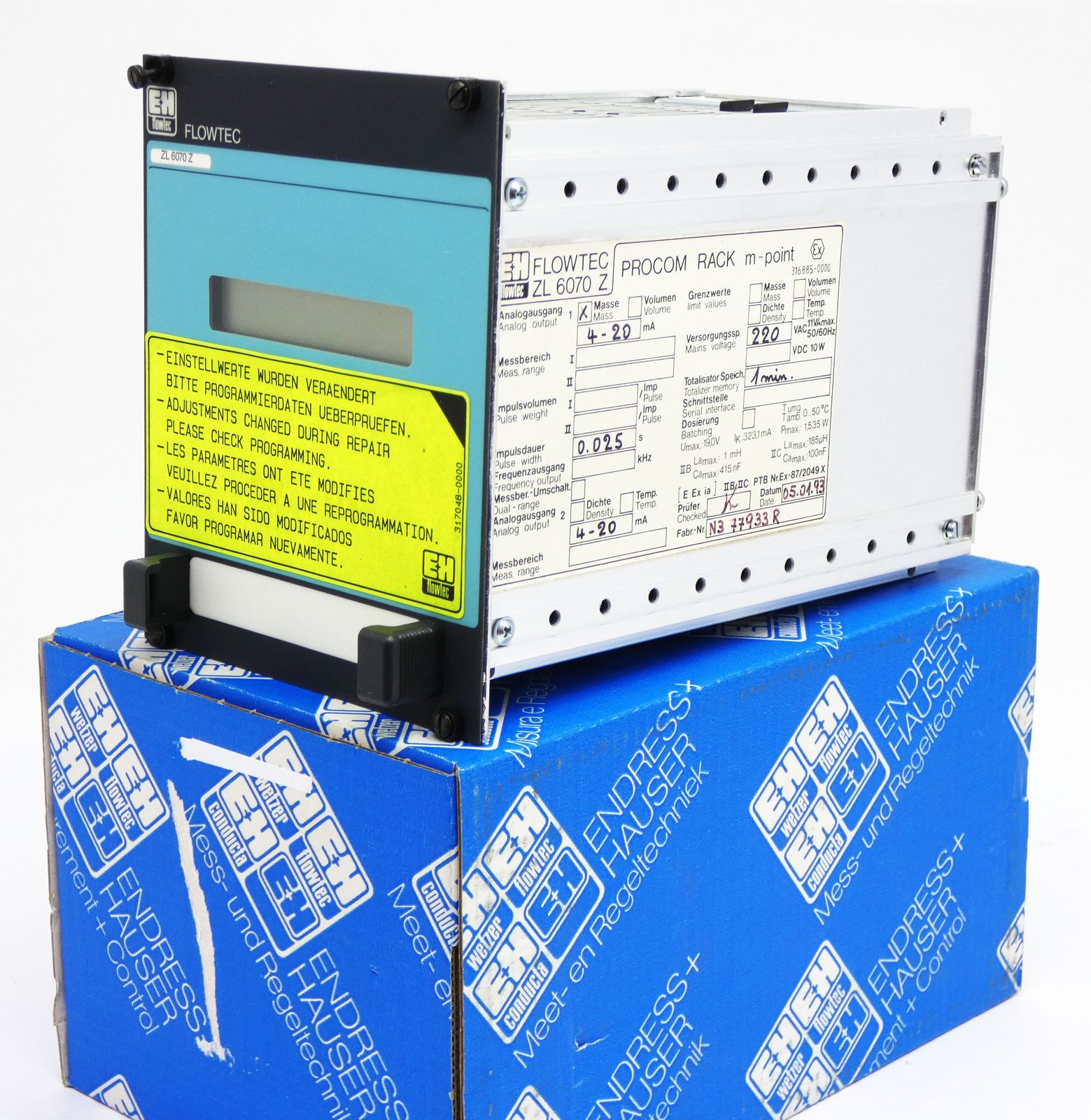 Endress+Hauser FLOWTEC ZL 6070 Z 4-20mA 220V Procom Rack m-Point ...