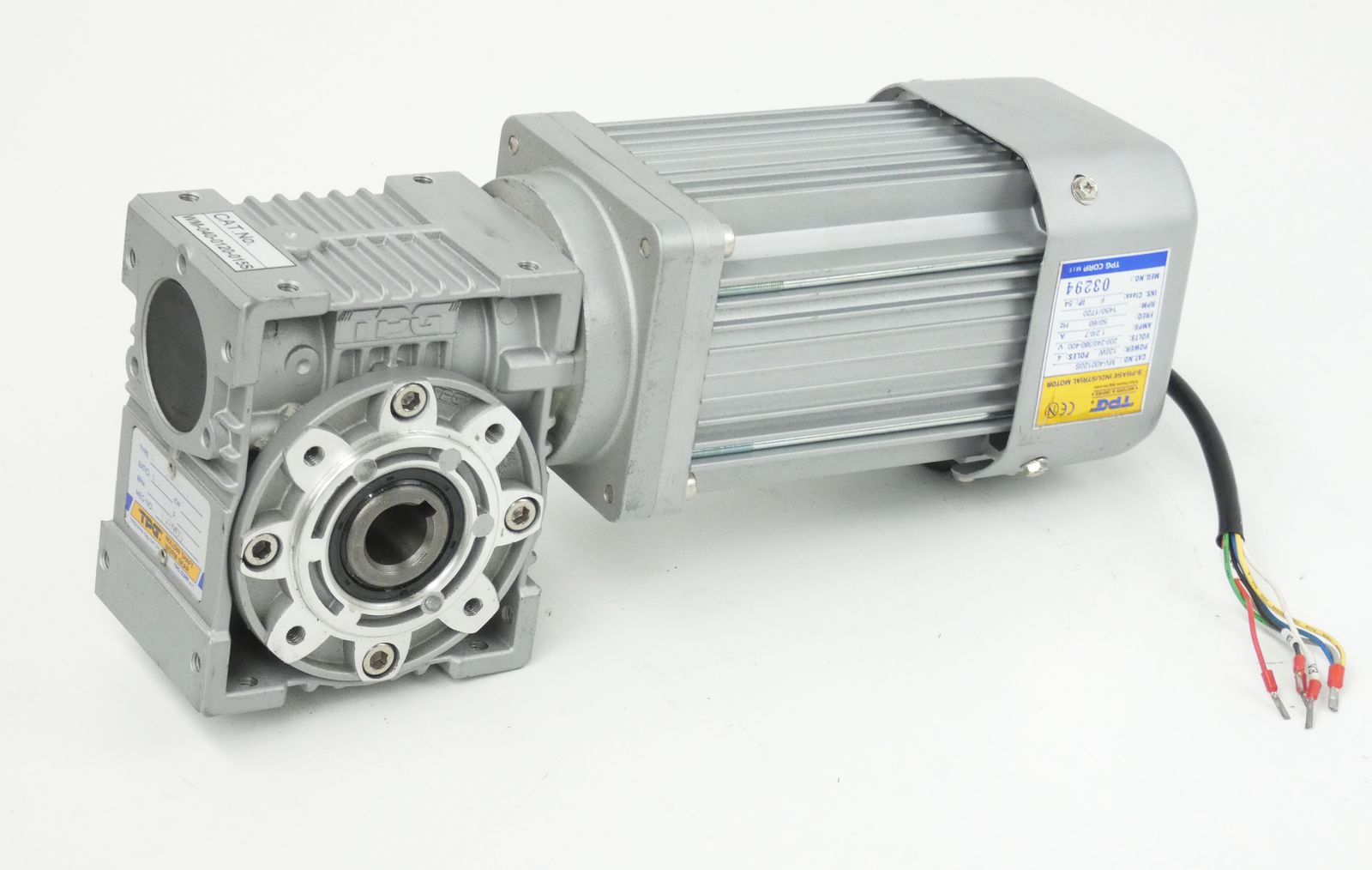 TPG MV-400120S E-Motor 0,12kW 200-240/380-400V + WS-040-015-F Gear i=15 ...