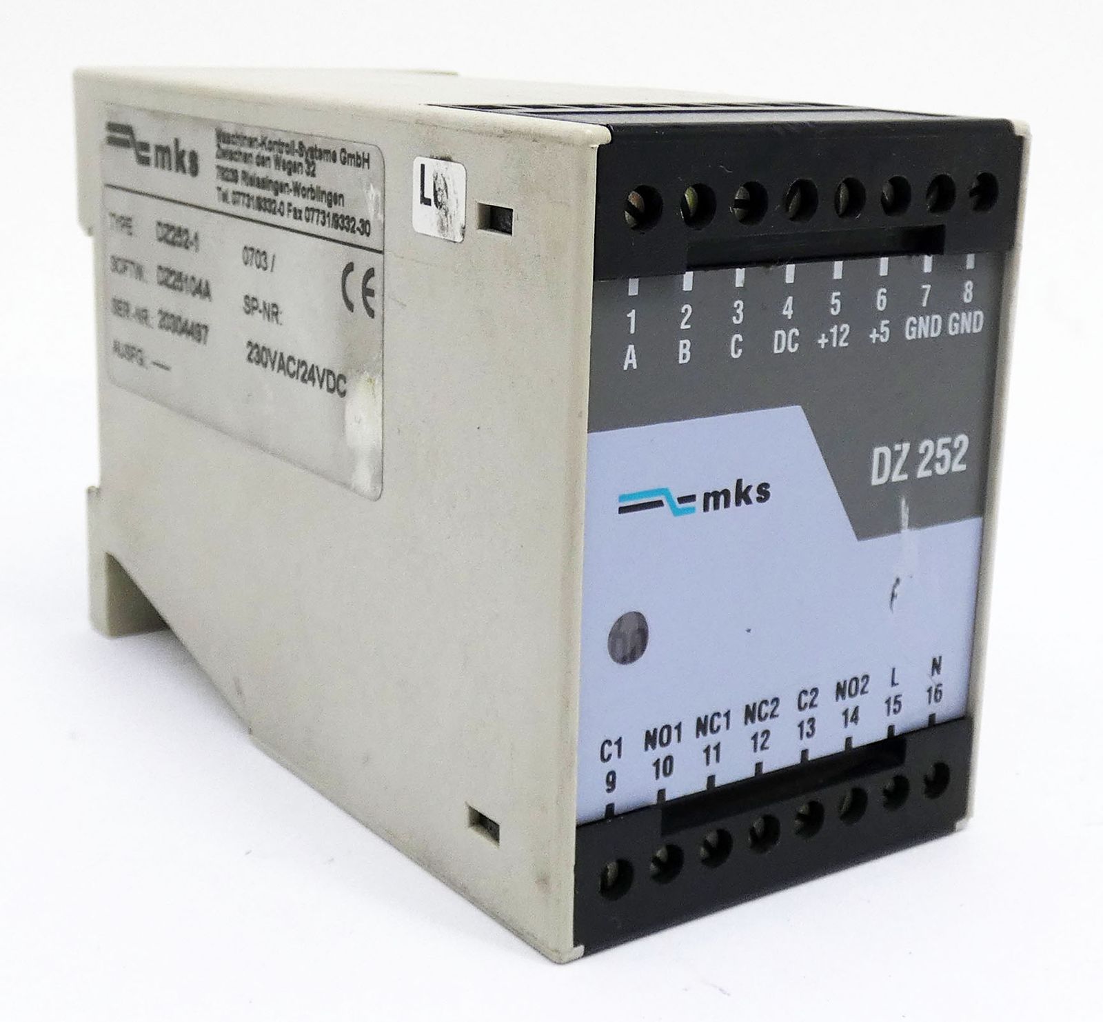 MKS DZ 252 DZ252-1 SW: DZ25104A 230VAC/24VDC Drehzahlwächter -used- | Maaslos-Guenstig.de