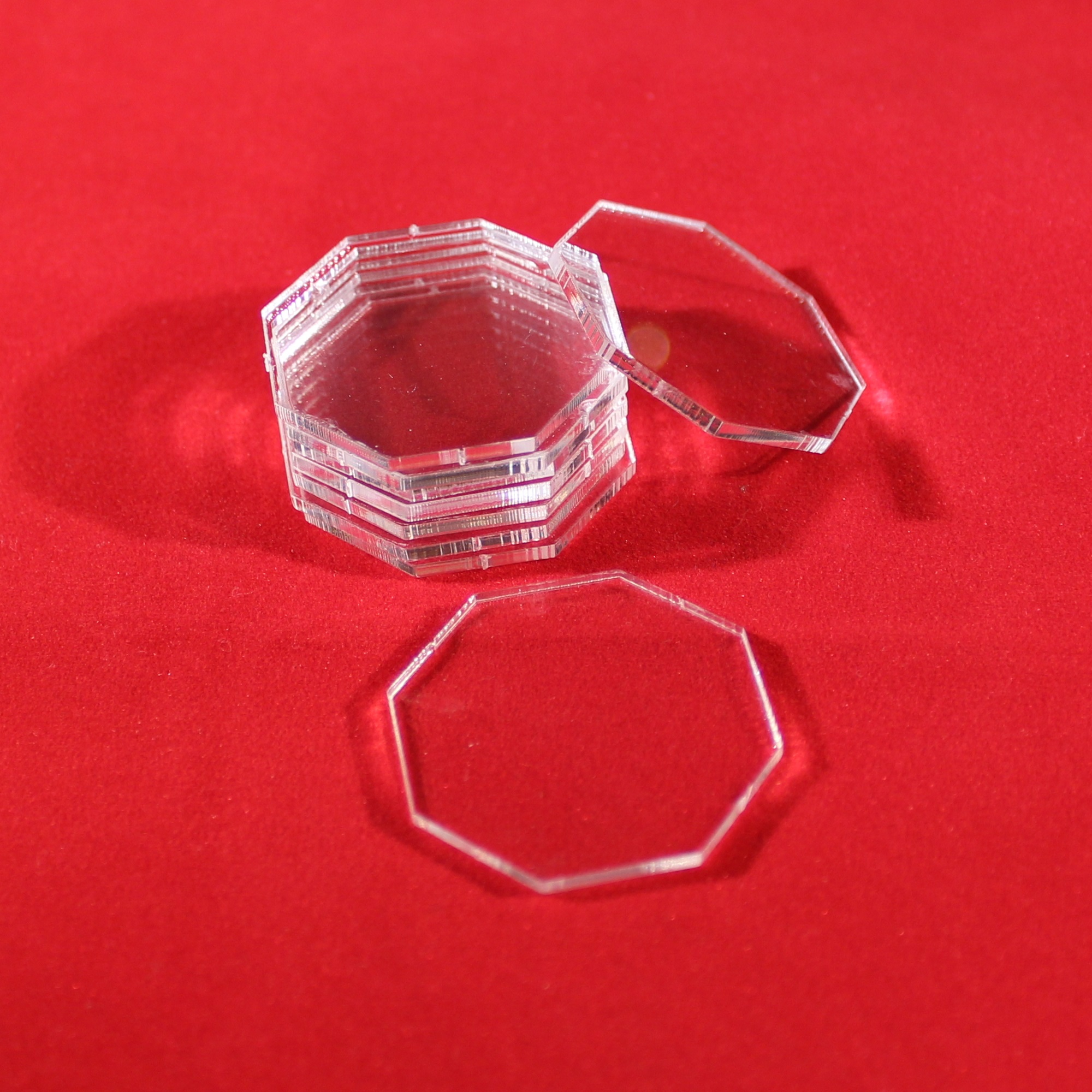 Octagonal Clear Acrylic Bases (28mm) x15 | Fluid 3D Workshop
