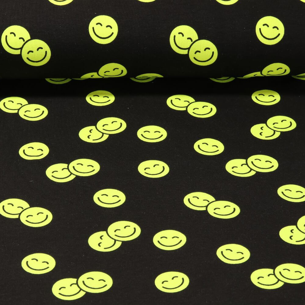 Sweat - French Terry Smileys Schwarz Neon Angeraut | Snaply