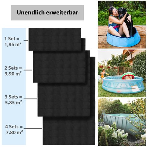 ALPIDEX 21 pieces pool mat black 30 x 30 x 1 cm expandable plug-in ...