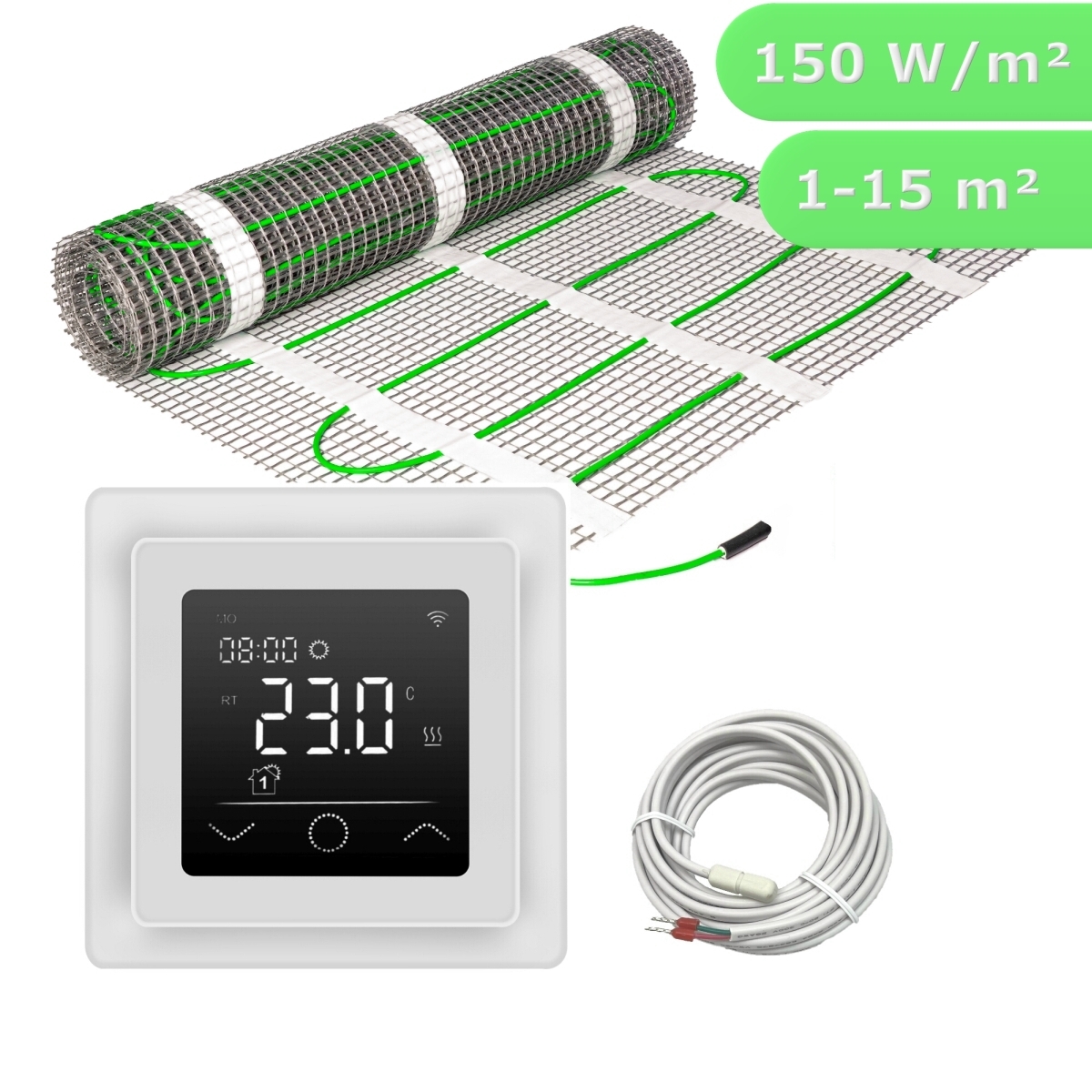Fußbodenheizung Elektrisch Set HoWaTech Classic | TWIN Bodenheizung Heizmatte 150 W/m² ...