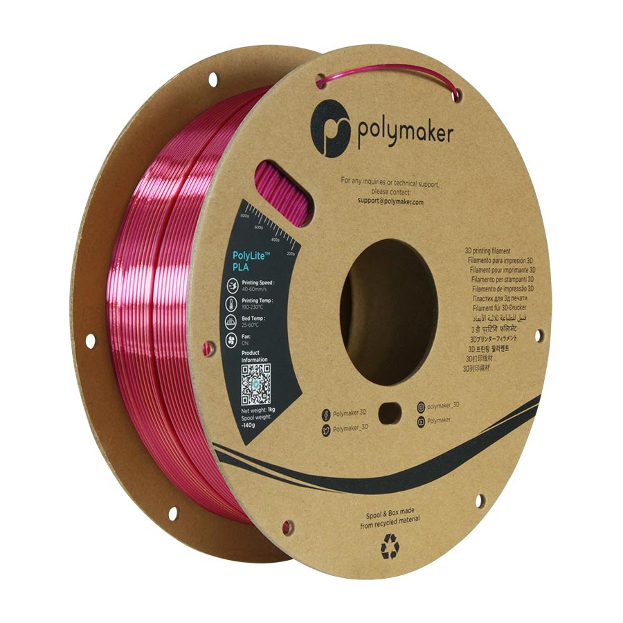 Polymaker PolyLite Dual Silk PLA Aubergine (Silk Lime / Silk Magenta ...