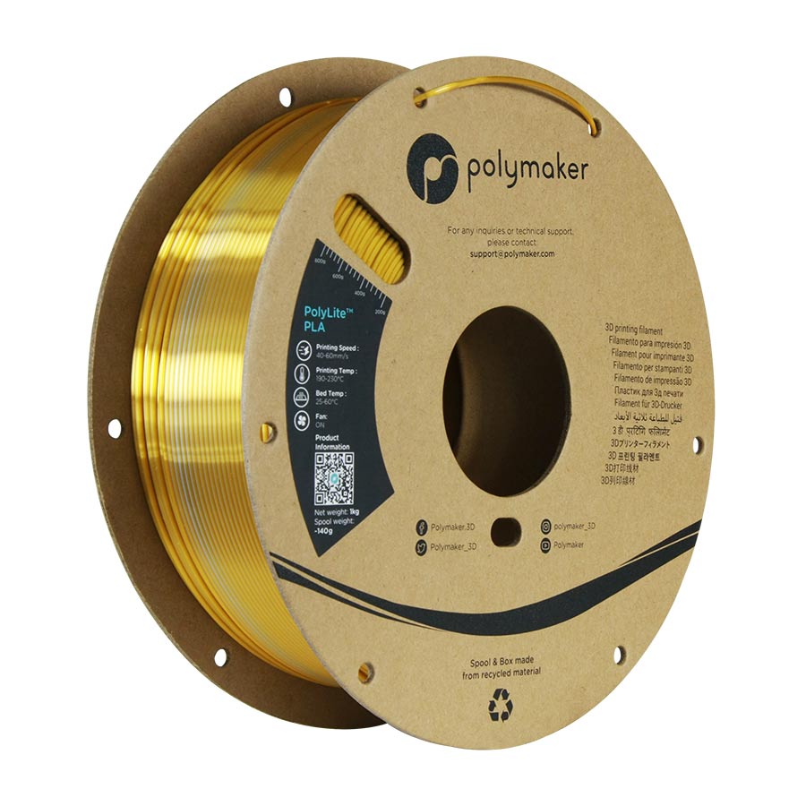 Polymaker PolyLite Dual Silk PLA Crown (Silk Gold / Silk Sliver ...