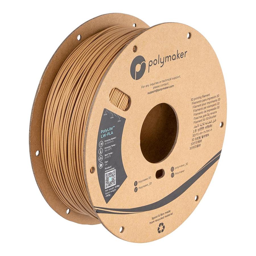 Polymaker PolyLite LW-PLA Wood 1.75mm 800g vorgeschäumt, leichter als normales PLA | Comprise ...