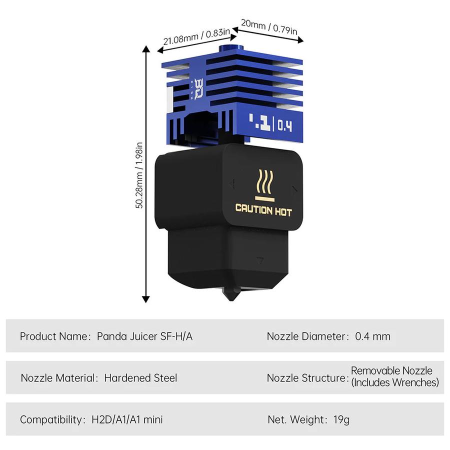 BIQU Panda Juicer Hotend Standard Flow SF - H/A for Bambulab H2D/A1 ...
