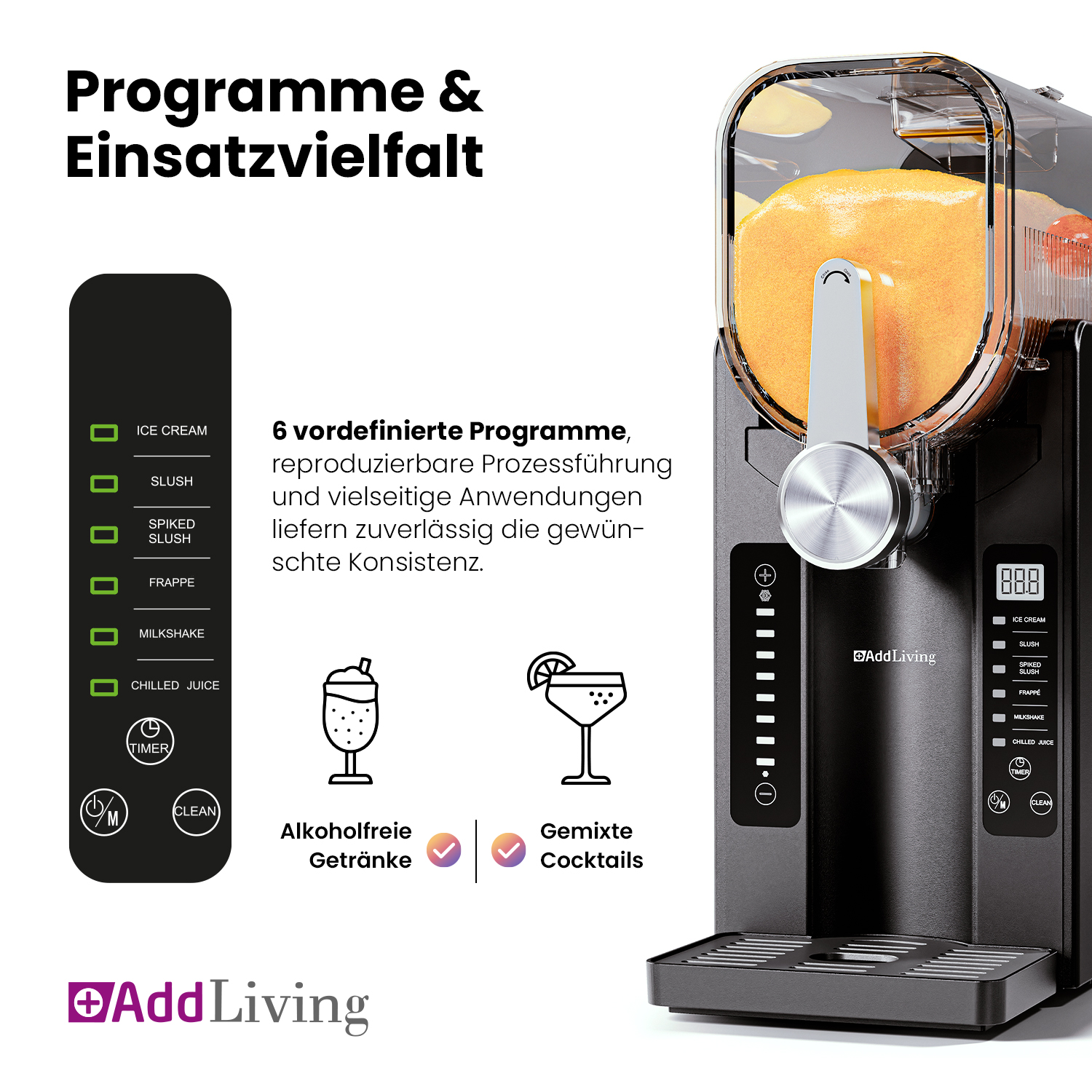 Slush Eis Maschine V2526 6 Programme für Slush Frappé Milchshake und ...