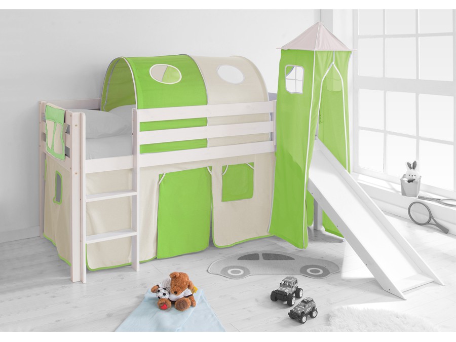 Spielbett Hochbett Kinderbett Kinder Bett mit Turm und Rutsche ...