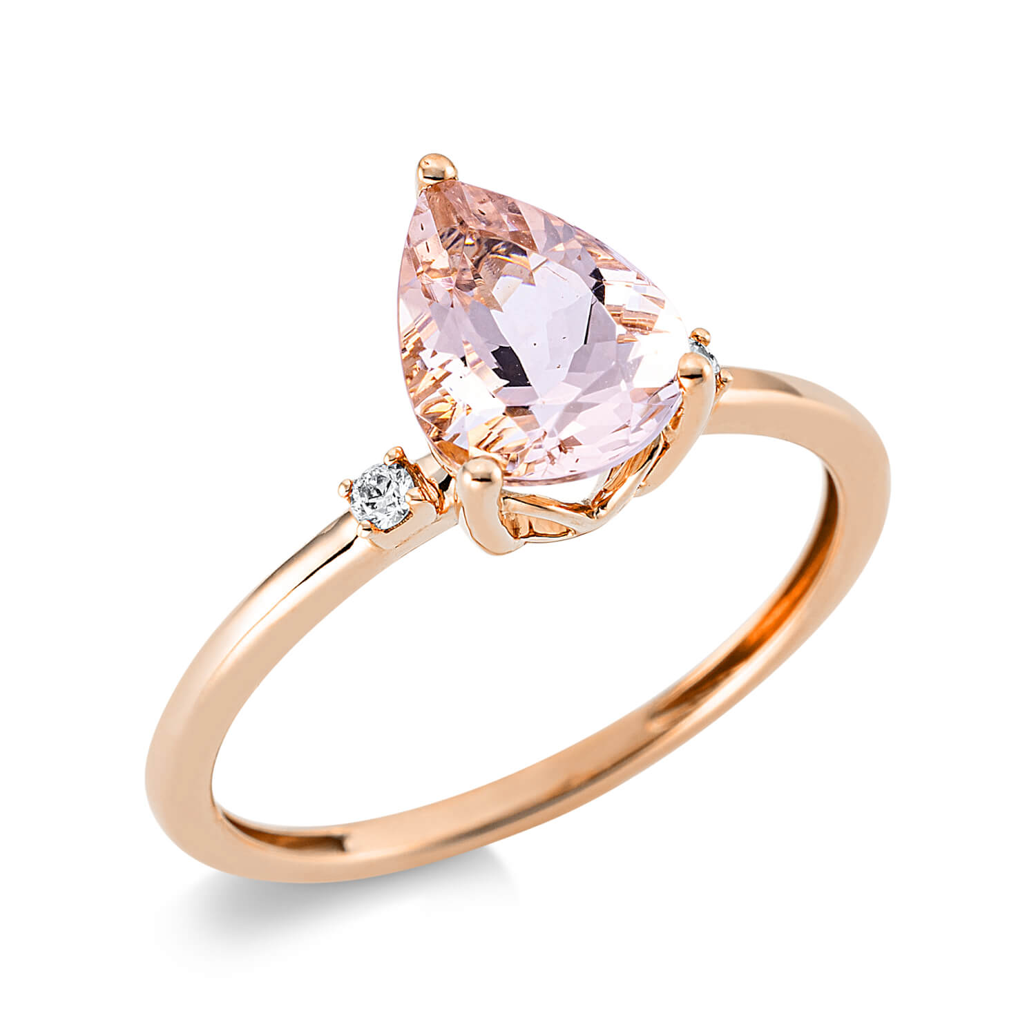 Ring aus 750 Rotgold Morganit 2 Brillanten 0,04ct