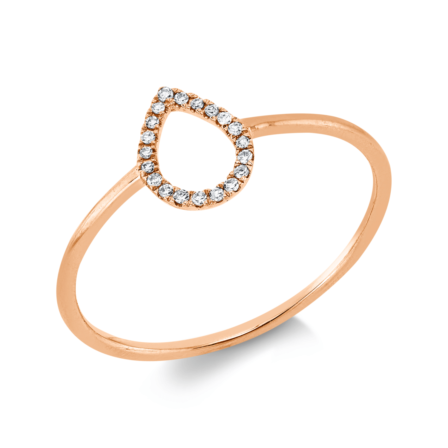 Ring Tropfen aus 750 Rotgold 20 Diamanten 0,04ct