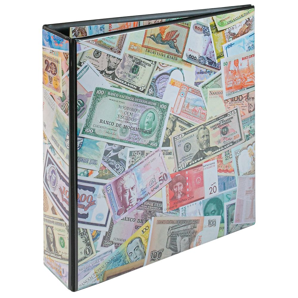 Multi BIG motif ring binder in banknote-design, empty