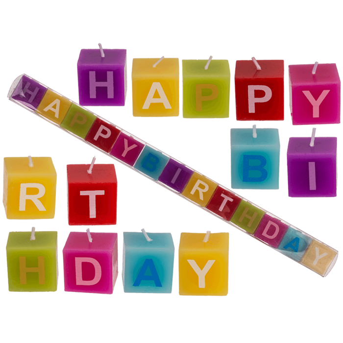 Happy Birthday - Farbiger Kerzenblock mit Schrift 13er Set - 3 cm | HL ...