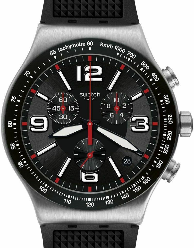 Swatch New Irony Chrono VERY DARK GRID I New C...