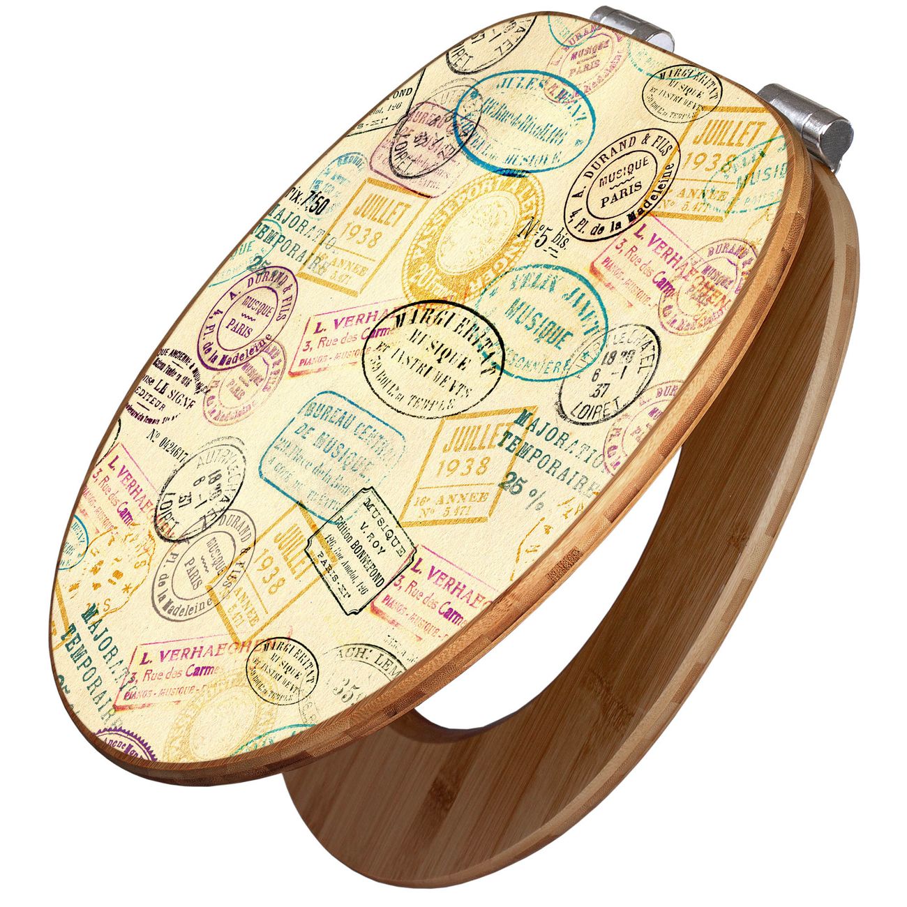 Design WC-Sitz Bambus Absenkautomatik Motiv Stempel | banjado