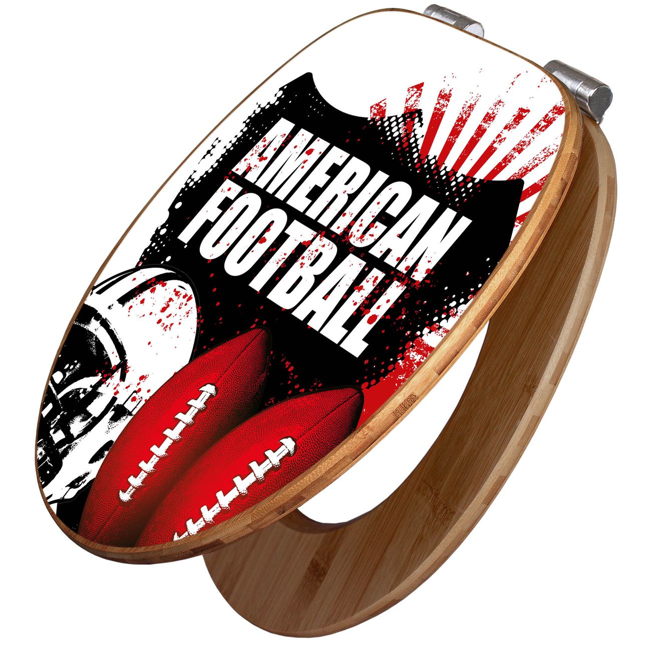 Design WC-Sitz Bambus Absenkautomatik Motiv American Football | banjado