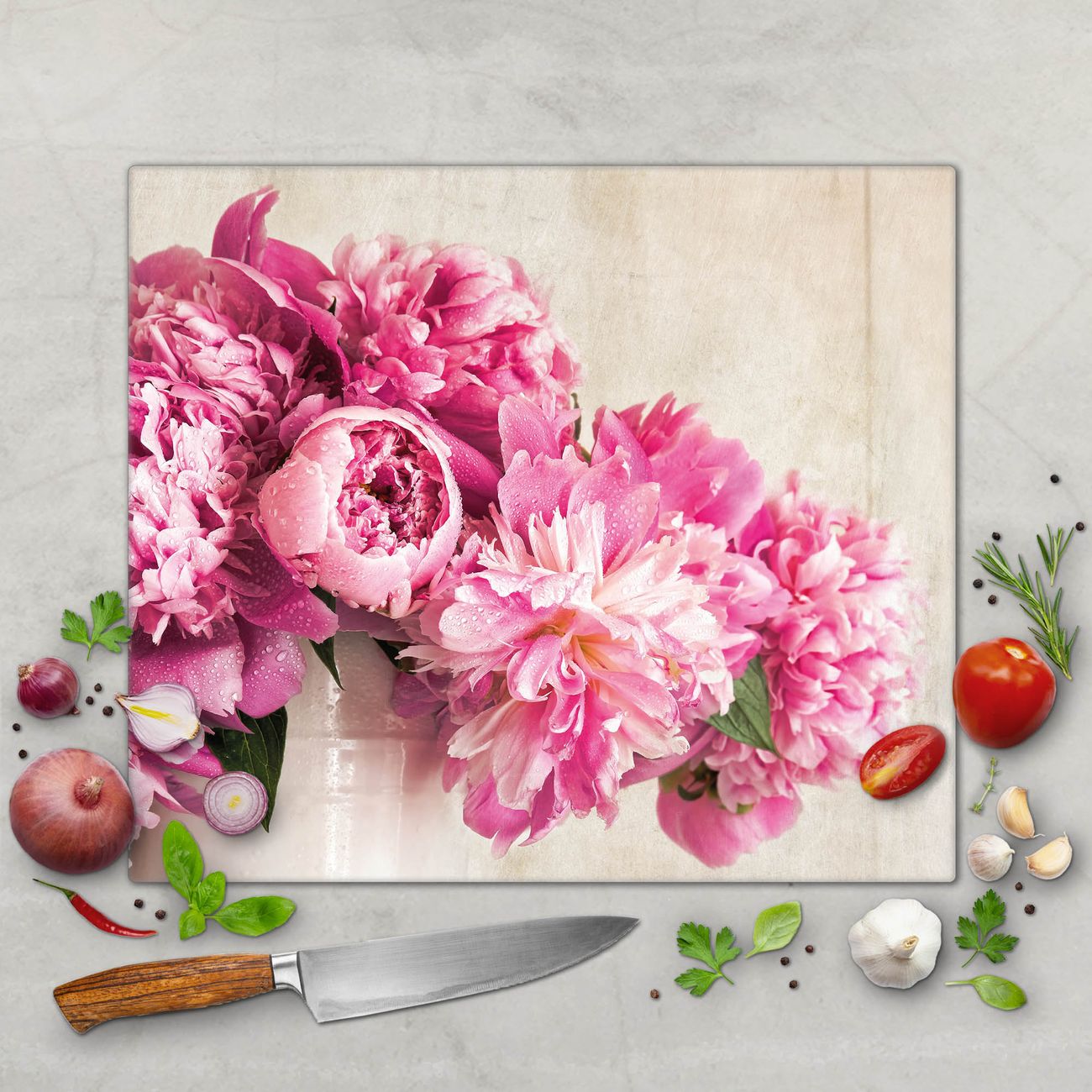 Schneidebrett 1 und 2 teilig Motiv Pfingstrose | banjado