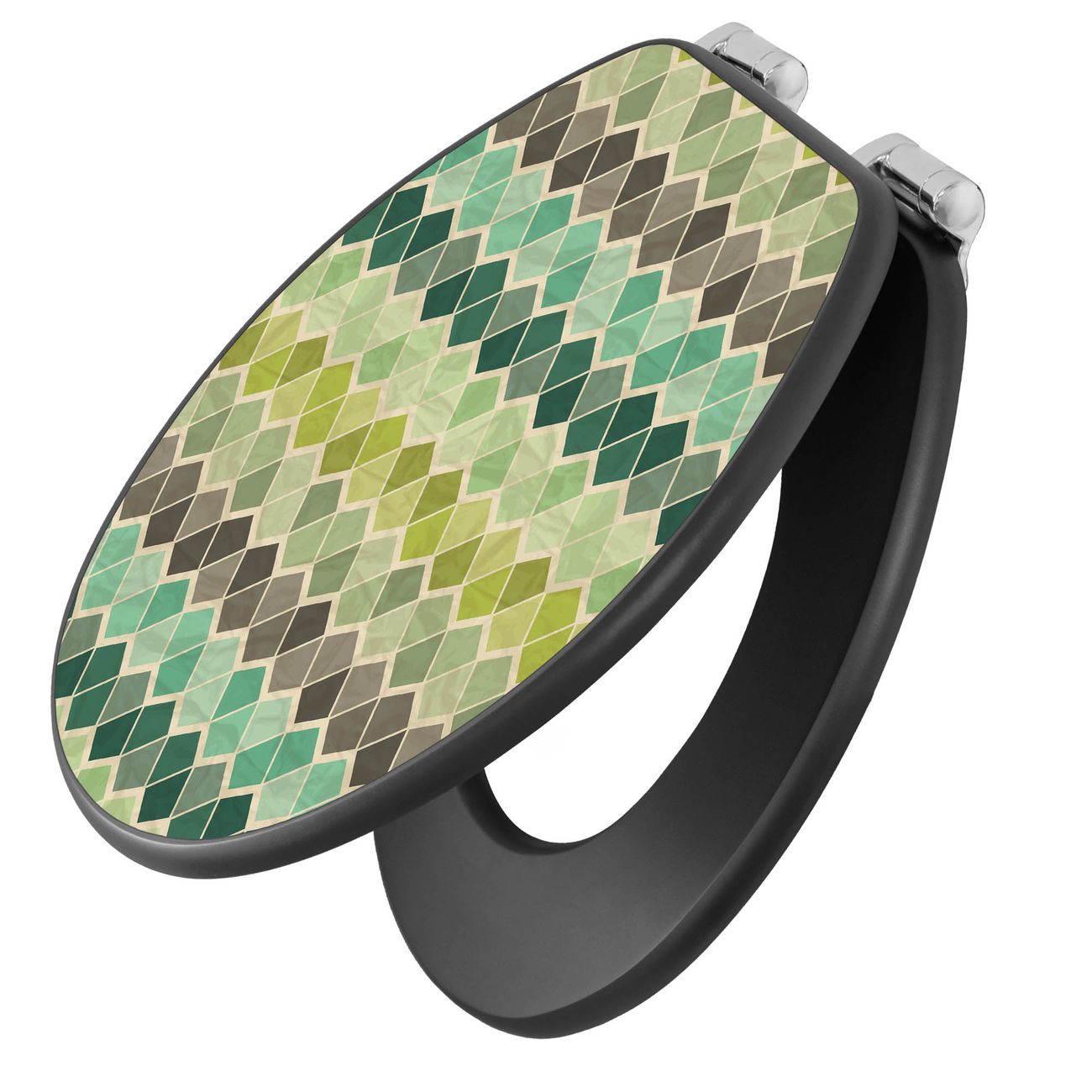 WC Sitz Anthrazit mit Absenkautomatik Motiv Vier Farben Grün | banjado