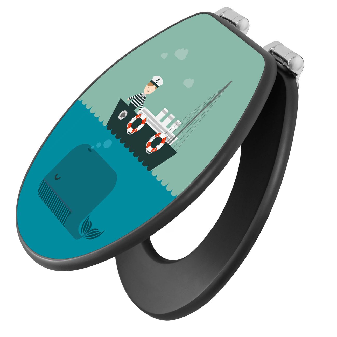 WC Sitz Anthrazit mit Absenkautomatik Motiv Rettet die Wale | banjado