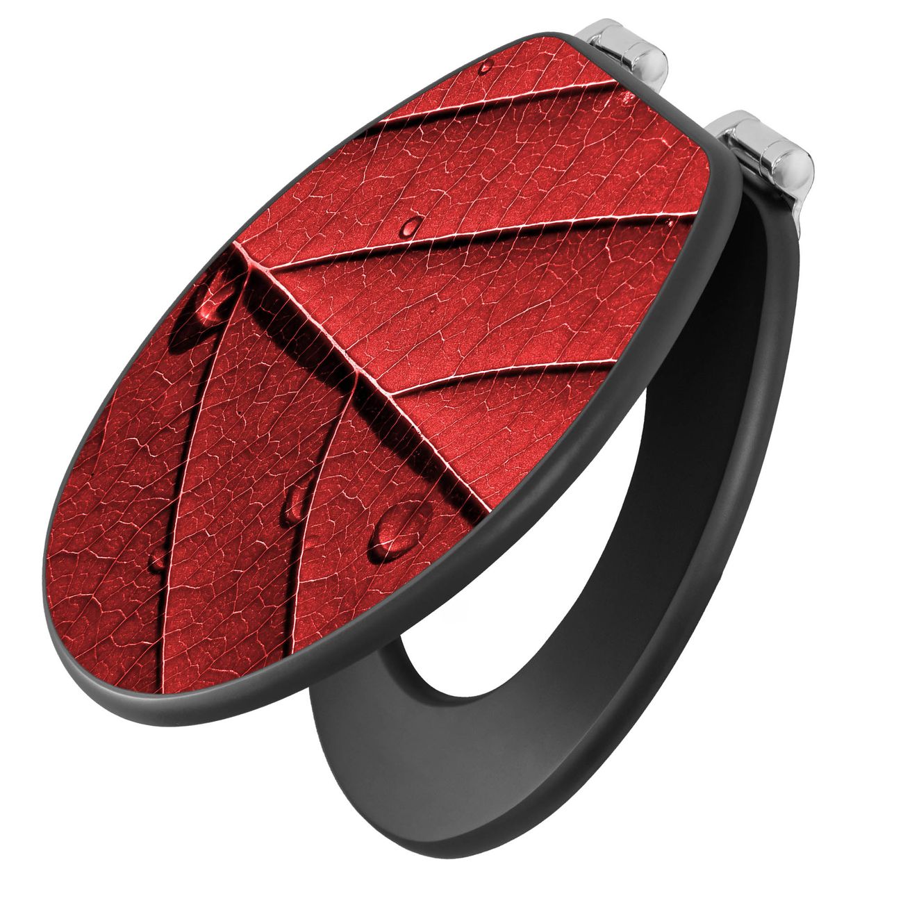 WC Sitz Anthrazit mit Absenkautomatik Motiv Detail Blatt | banjado