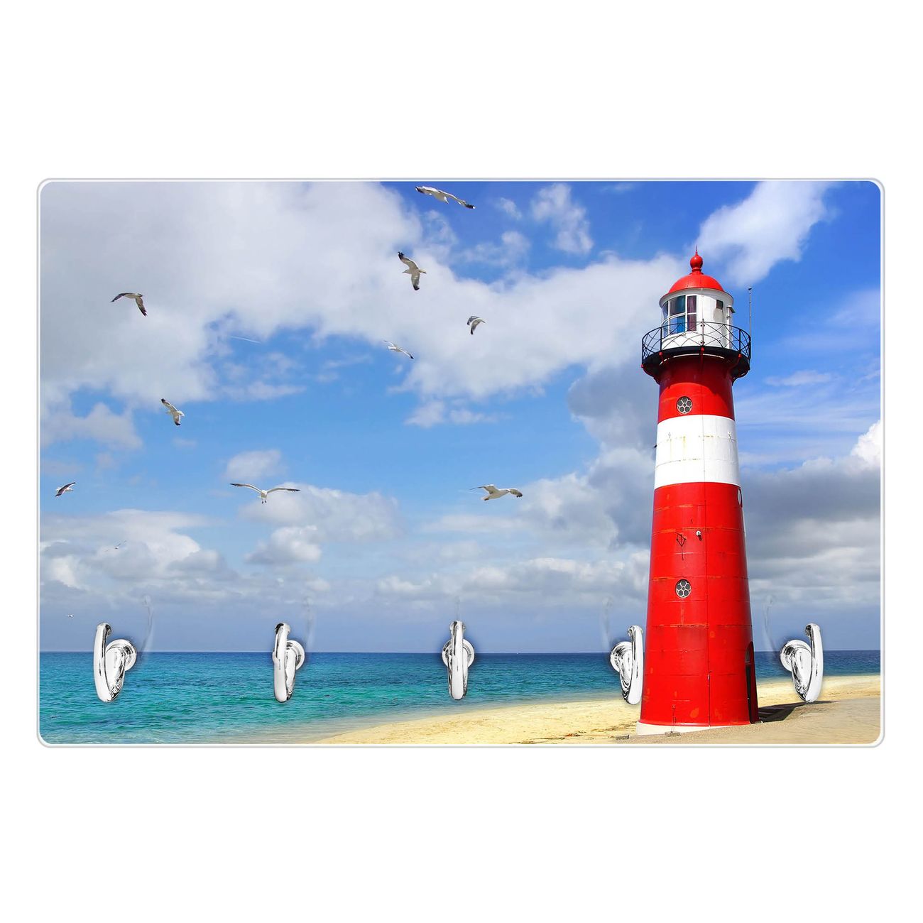 Glas Schlüsselbrett mit 5 Haken Leuchtturm Westkapelle | banjado