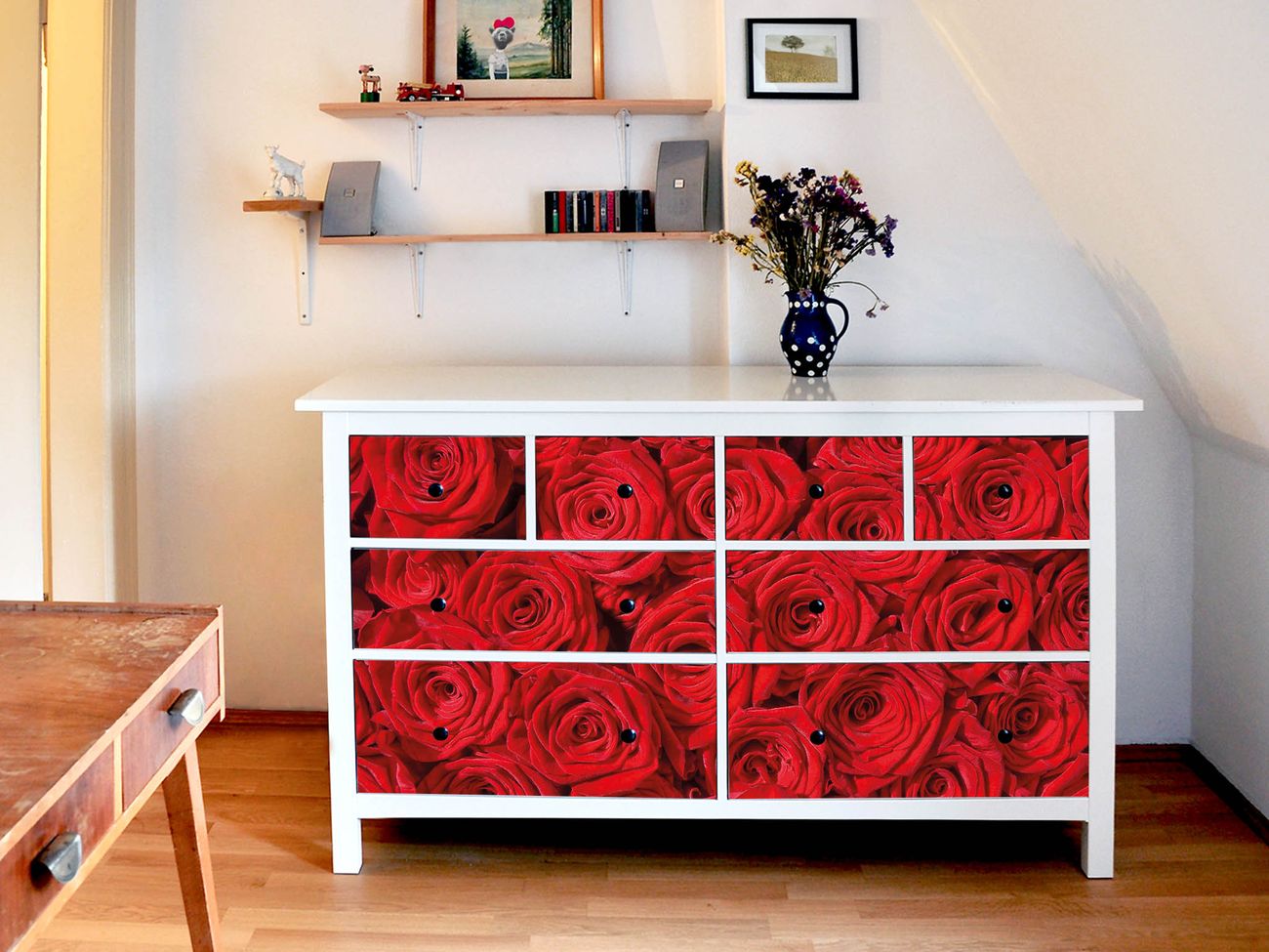 Möbelsticker für Ikea HEMNES Motiv Rosenbett | banjado