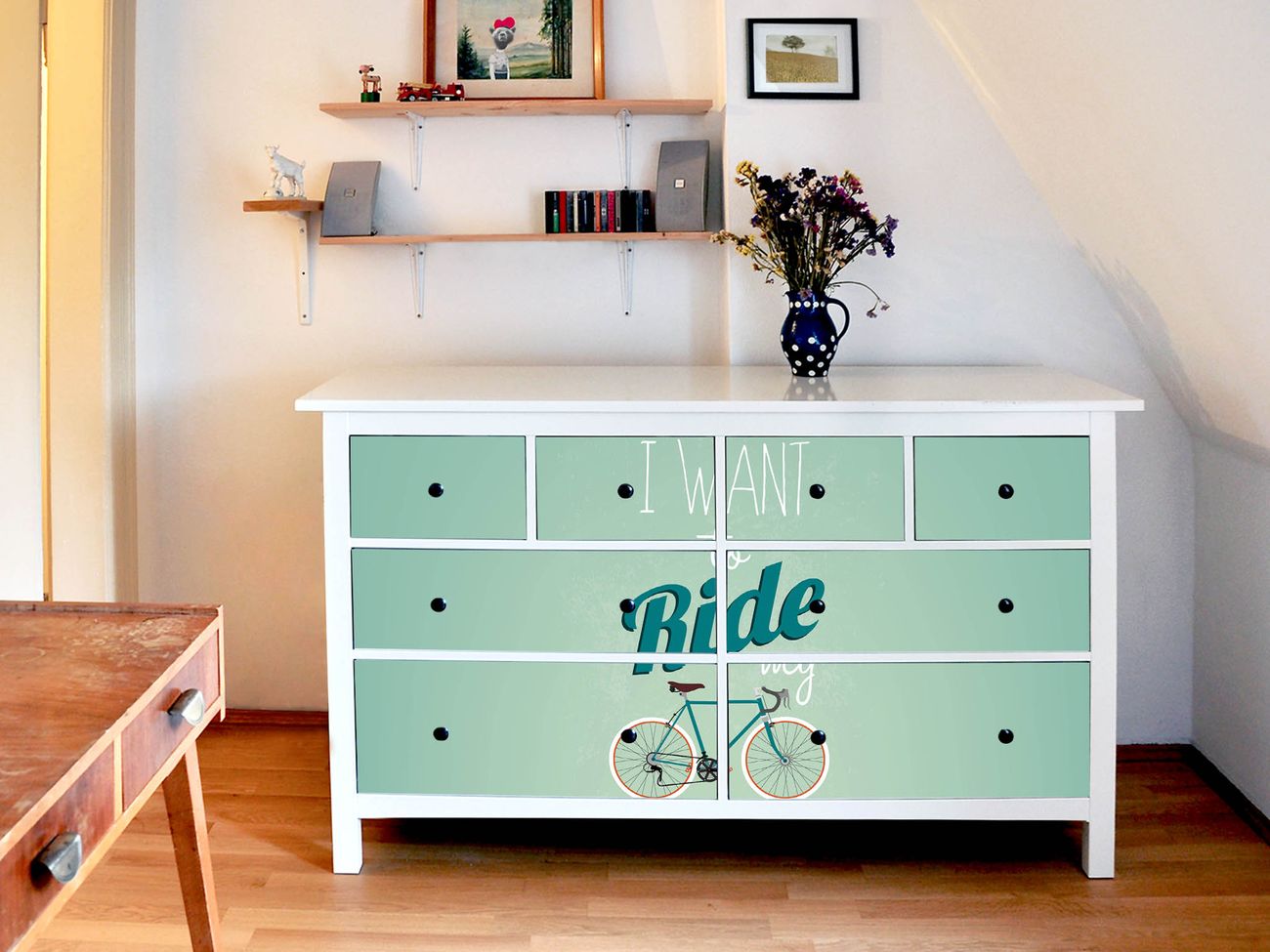 Möbelsticker für Ikea HEMNES Motiv I want to ride my bike | banjado