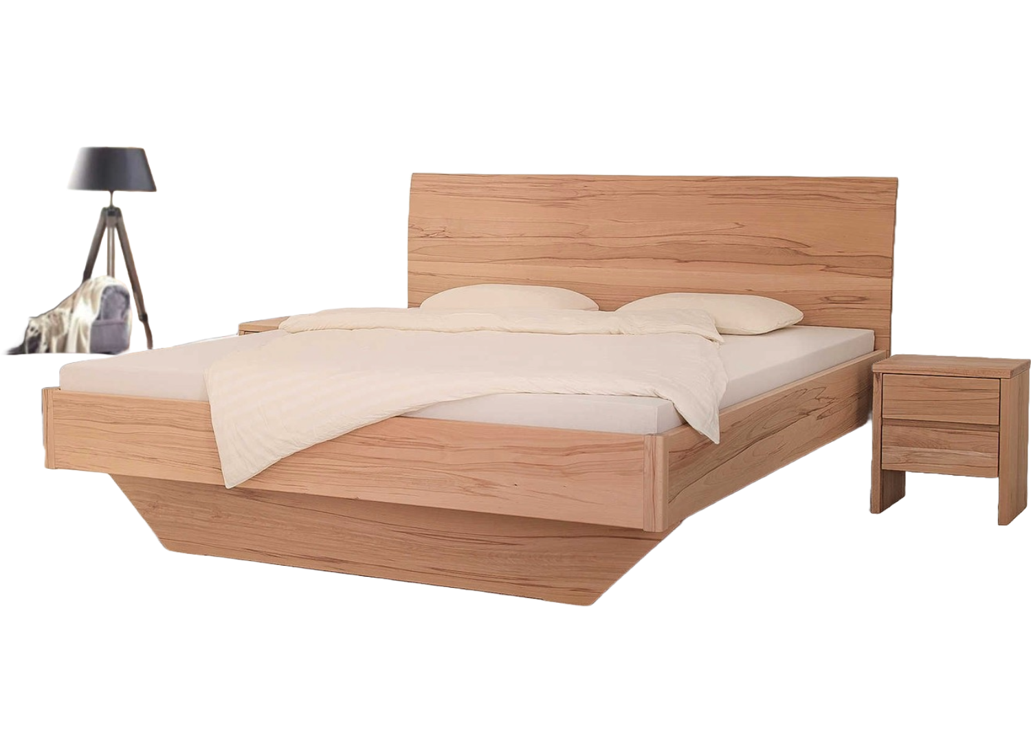 Doppelbett Steven 180x200 Metallfrei Buche mit Kopfteil | Natur24