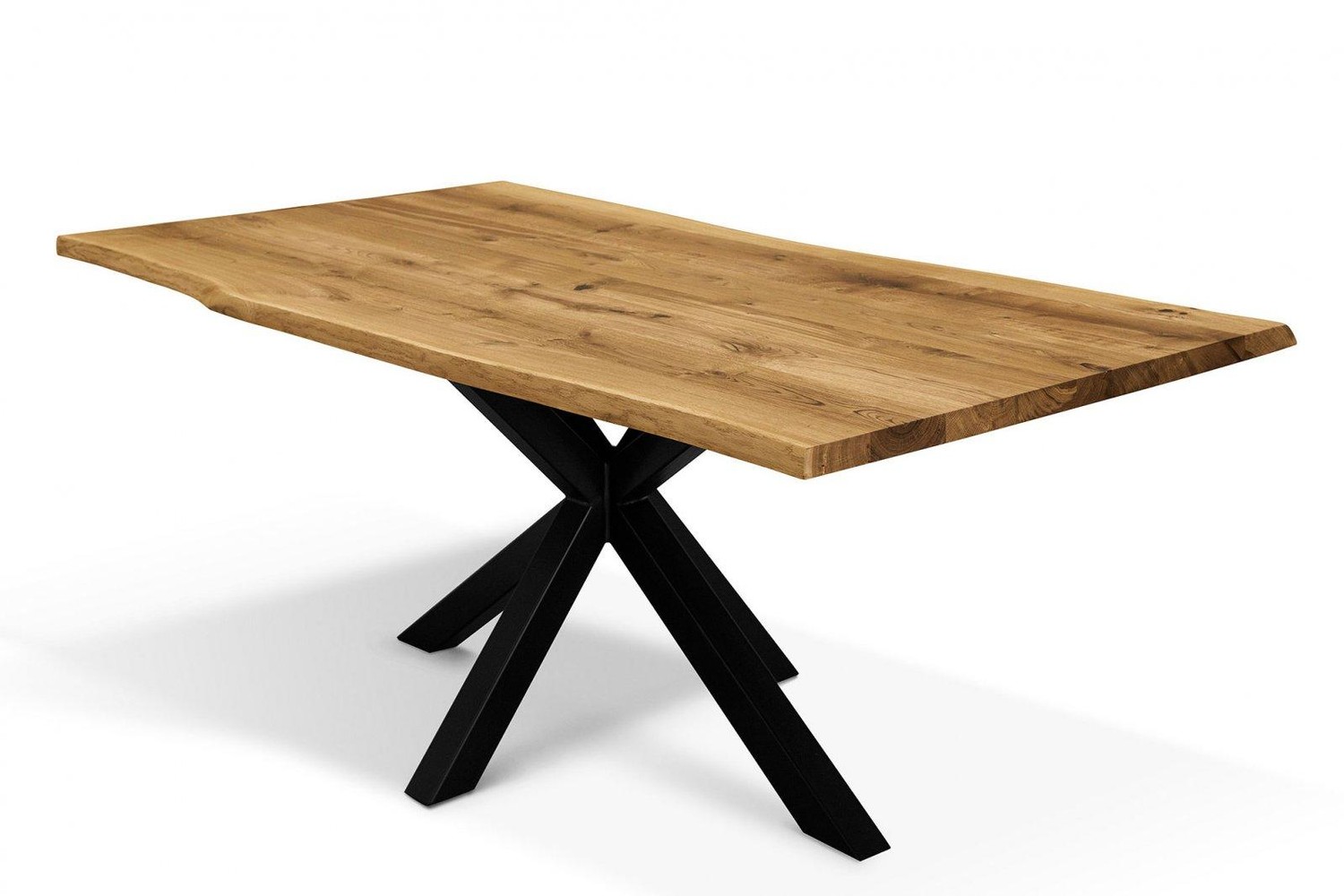 Esstisch Life-Edge Wildeiche massiv in 160x90 cm mit XX-Gestell Baumkanten | Natur24