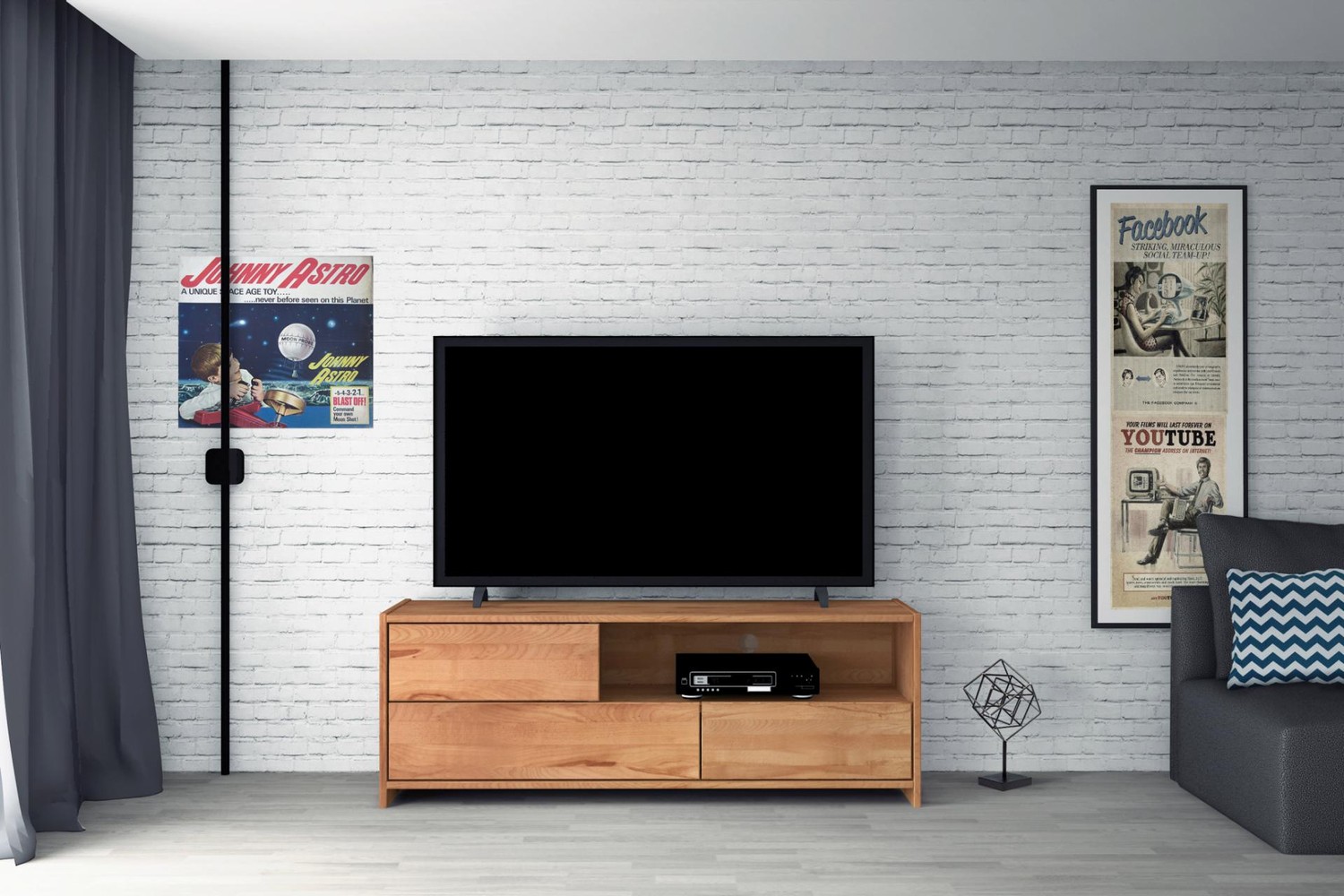 TV-Board Zigo aus Kernbuche massiv 148x41x54 mit 3 Schubladen und 1 ...