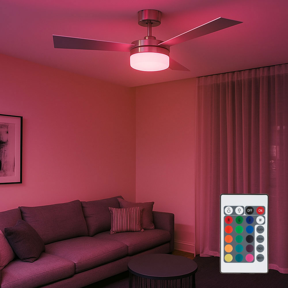 RGB LED ceiling fan light dimmable remote control colour changer lamp ...