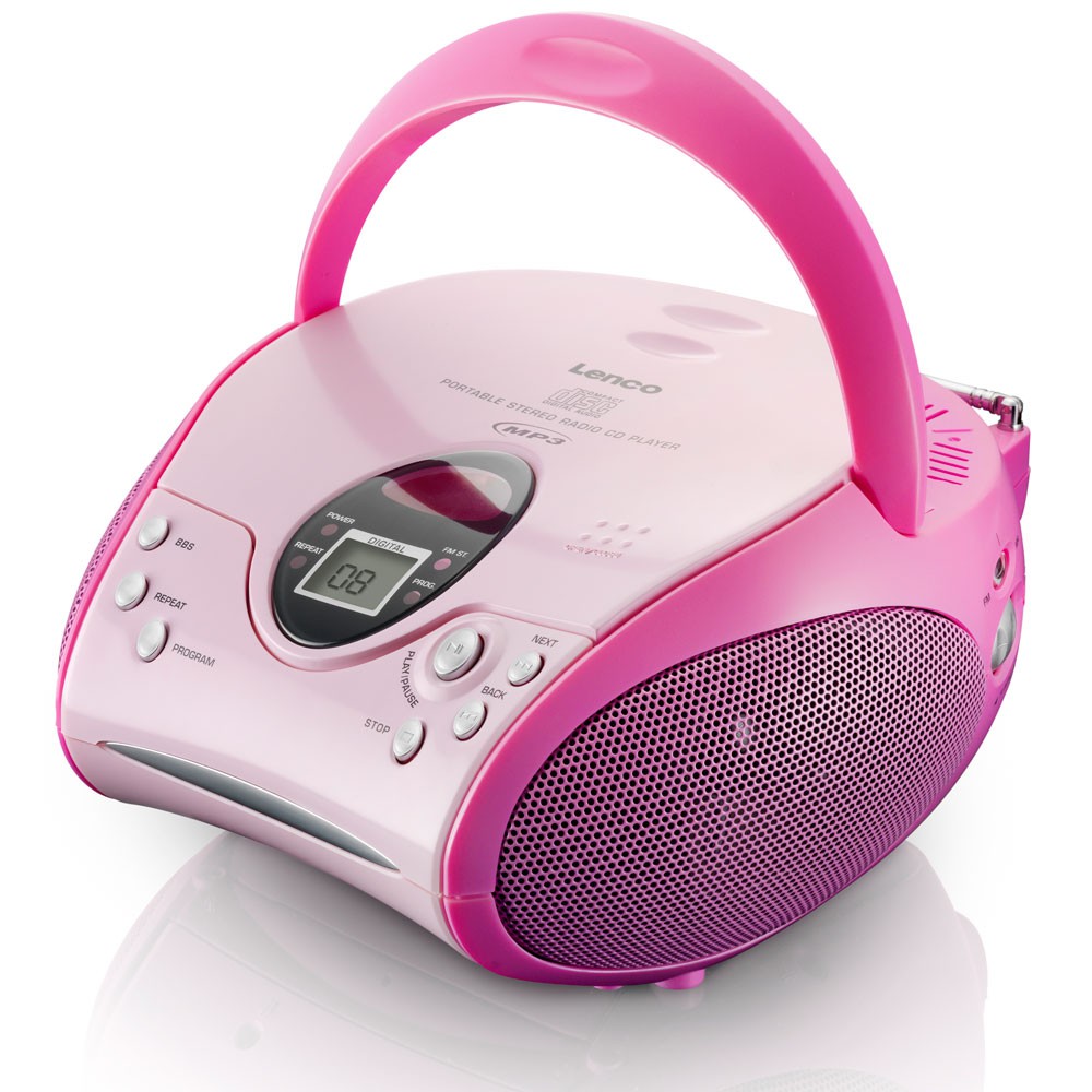Pink Girls Stereo CD Player Portable Kids Room Music speaker Hearts ...