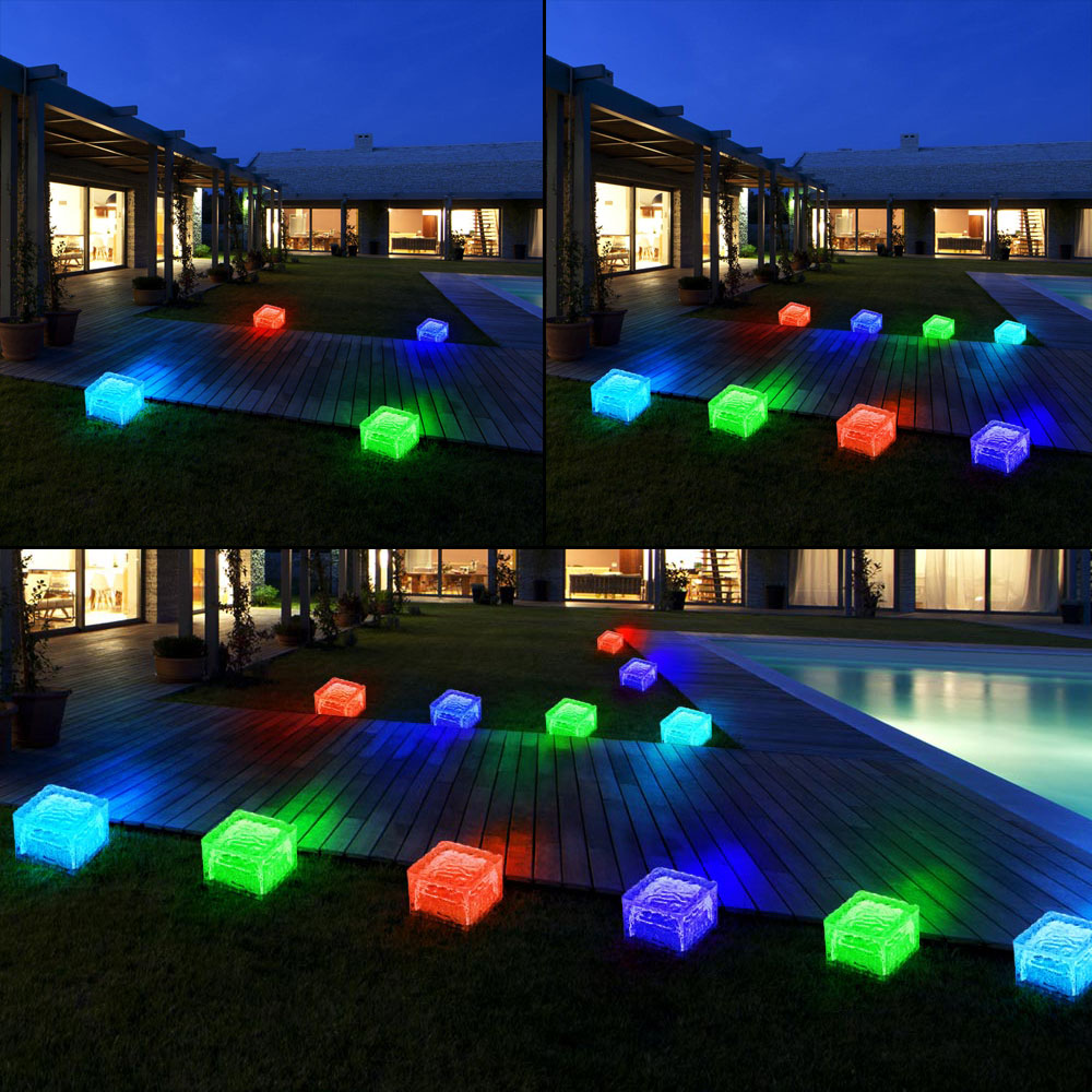 Extérieur RGB LED Lampe solaire Cube forme glace éclairage IP44 504082 ...