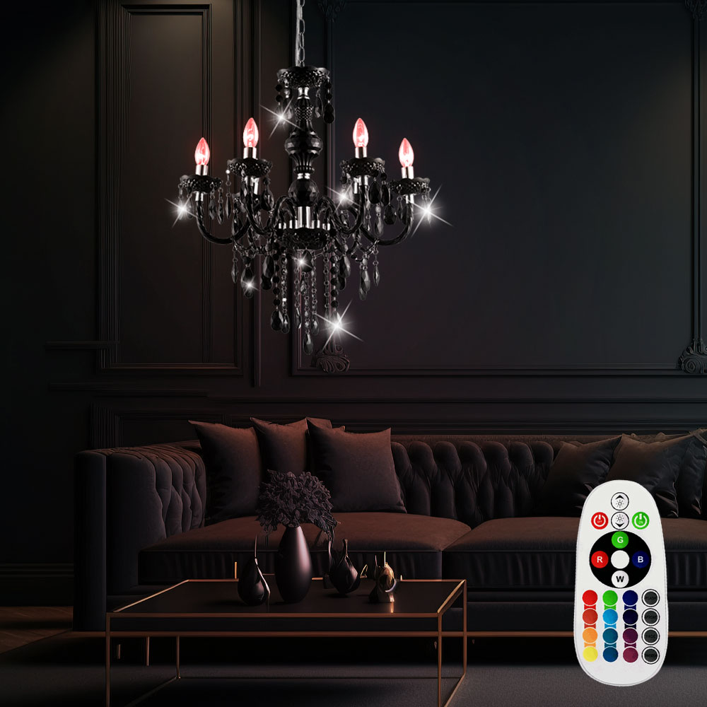 Hanging lamp chandelier remote control ceiling lamp black in a set ...