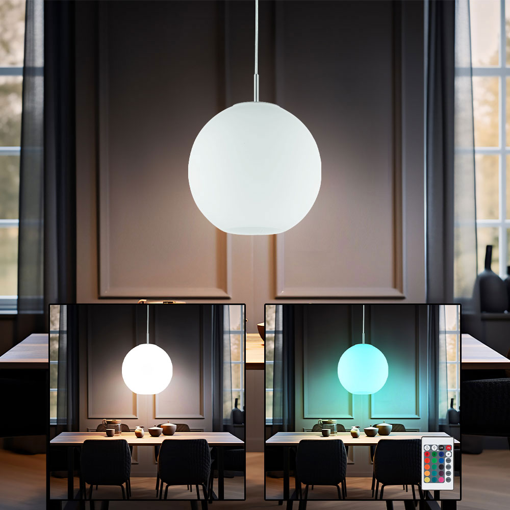 LED pendant light glass ball RGB remote control lighting hanging lamp ...