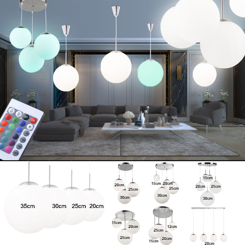 RGB LED ceiling and hanging lamps with glass ball lampshades | ETC Shop ...