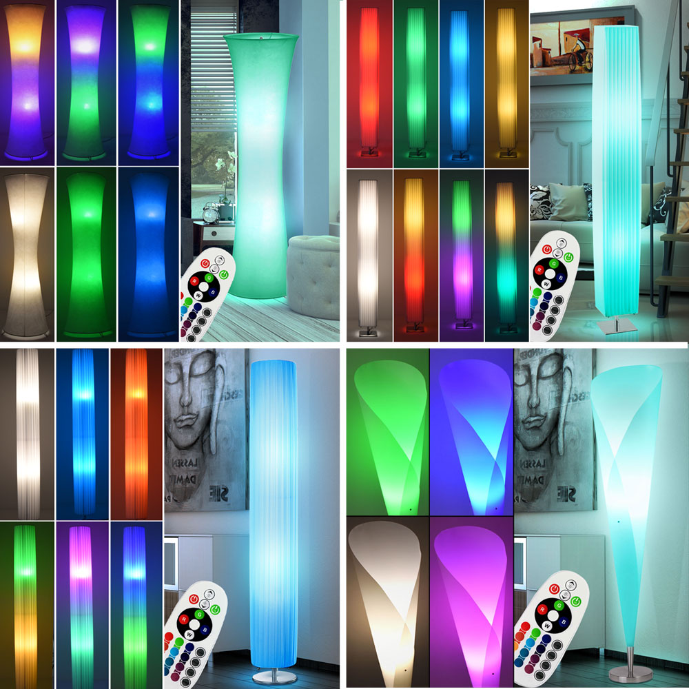 [Paket] Design LED Steh Leuchten Textil Decken Fluter dimmbar RGB ...