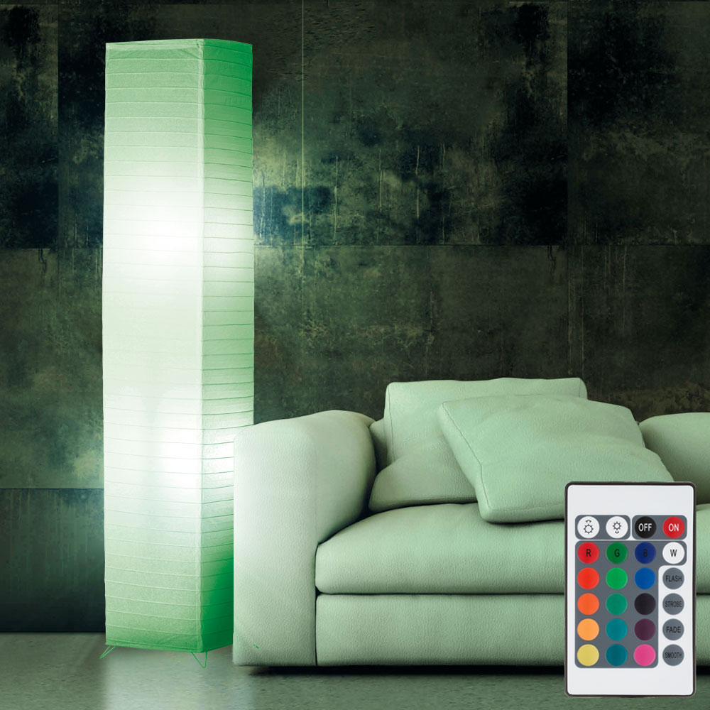 RGB LED paper floor lamp in white with remote control BAMBOO | ETC Shop ...