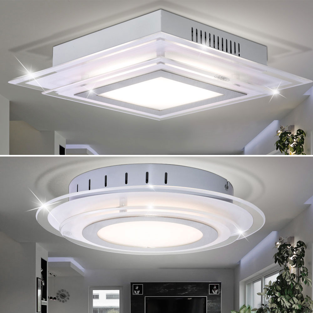 Plafonnier LED rond salle à manger cuisine éclairage spots en verre ...