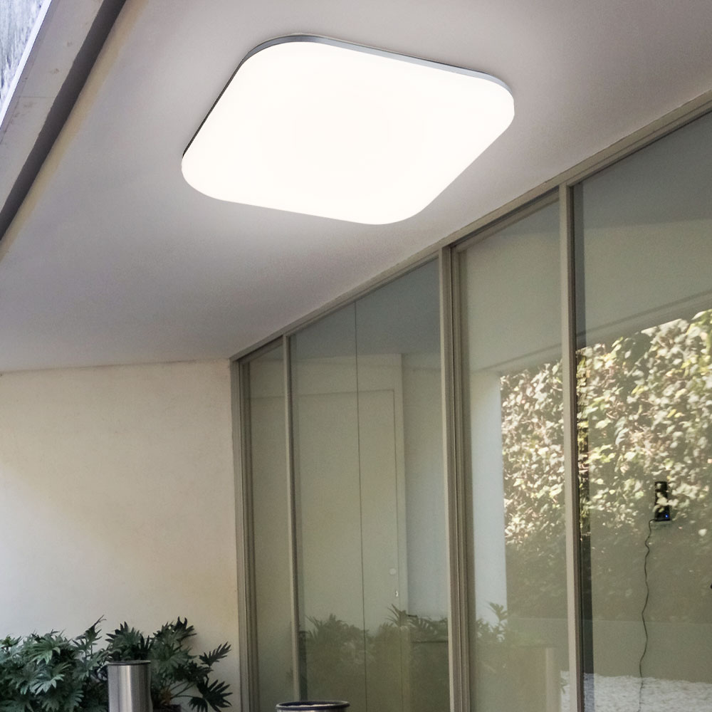 LED outdoor ceiling light angular lamp white opal garden lighting ...