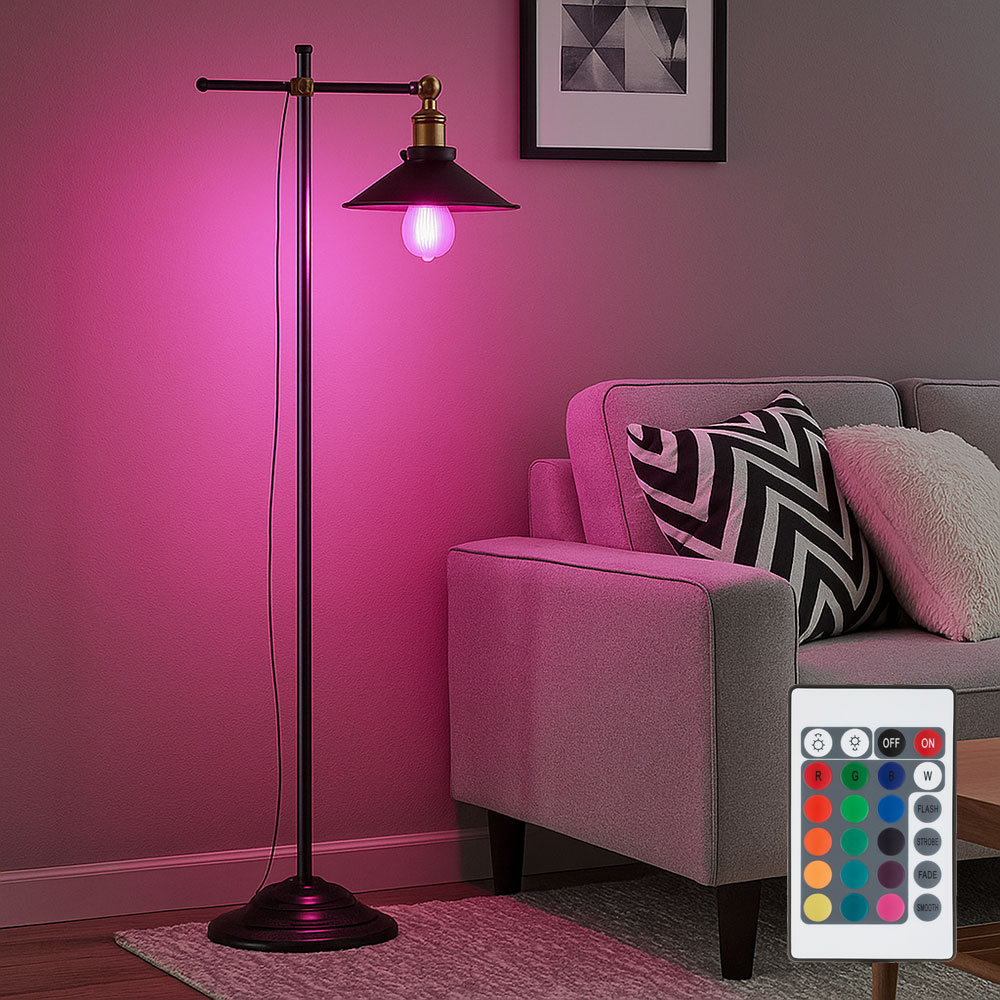 Lampadaire LED RGB, laiton antique, noir, LENIUS | ETC Shop: lampes ...
