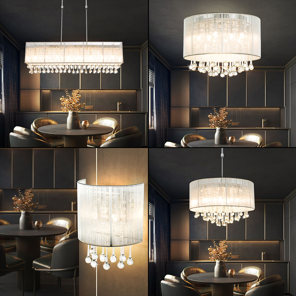 LED ceiling and wall lights made of silk with glass crystals | ETC Shop ...