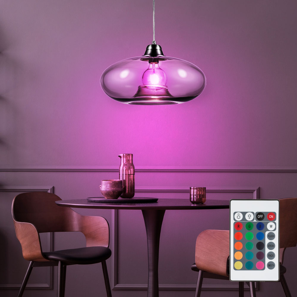 RGB LED pendant light, oval, smoke-coloured, H 150 cm, LILLE | ETC Shop ...