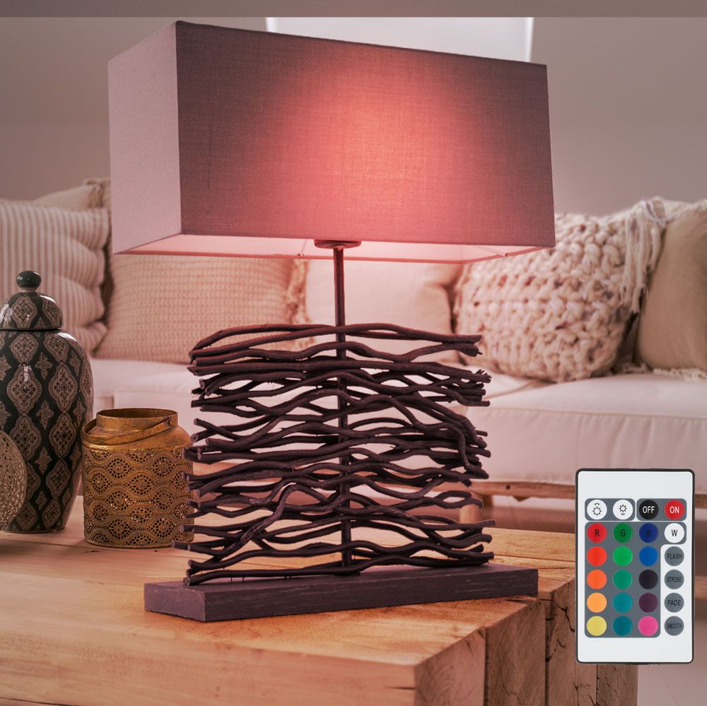 Writing table lamp dimmable remote control living room textile wood in ...