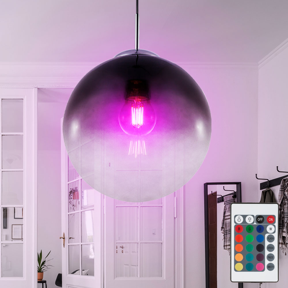 RGB LED hanging lamp, glass, smoke-colored, 30 cm, VARUS | ETC Shop ...